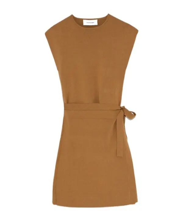 YVES SALOMON Sleeveless Dress With Waist Belt