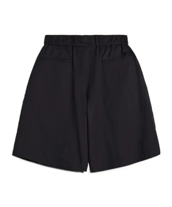 Y3 Wide Leg Shorts With Mesh Inserts And Flap Pocket - Black