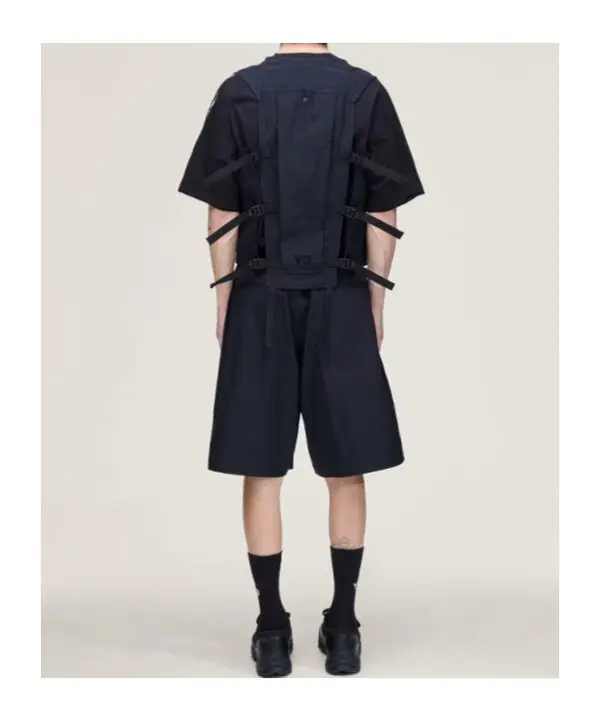 Y3 Wide Leg Shorts With Mesh Inserts And Flap Pocket - Black