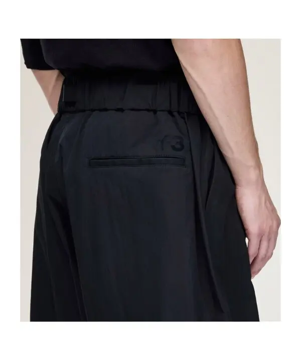 Y3 Wide Leg Shorts With Mesh Inserts And Flap Pocket - Black
