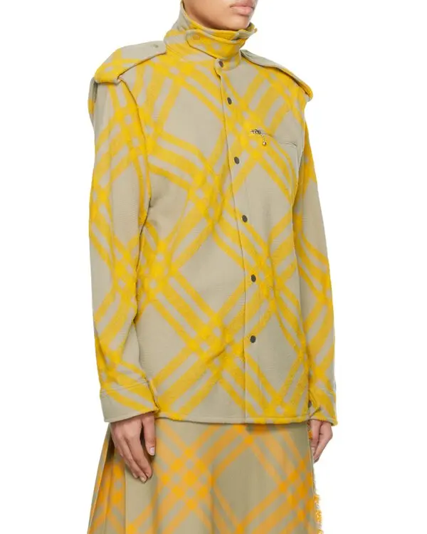 Burberry Long Sleeve Check Shirt With Shoulder Trim And Zip Pockets
