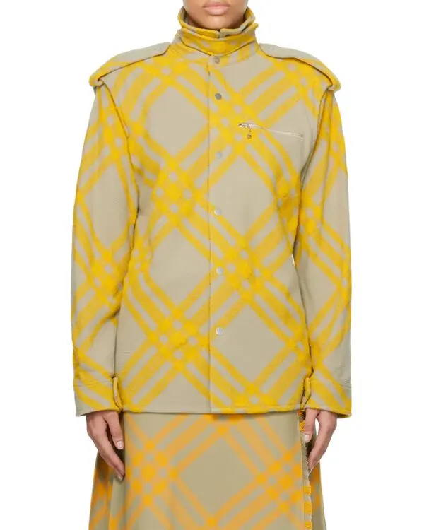 Burberry Long Sleeve Check Shirt With Shoulder Trim And Zip Pockets