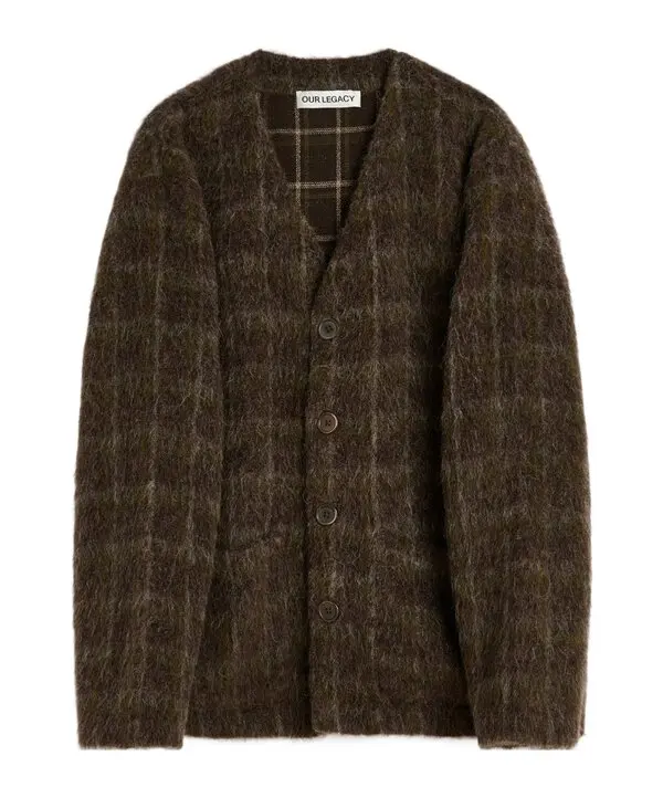 Our Legacy Check-pattern V-neck Cardigan - Black