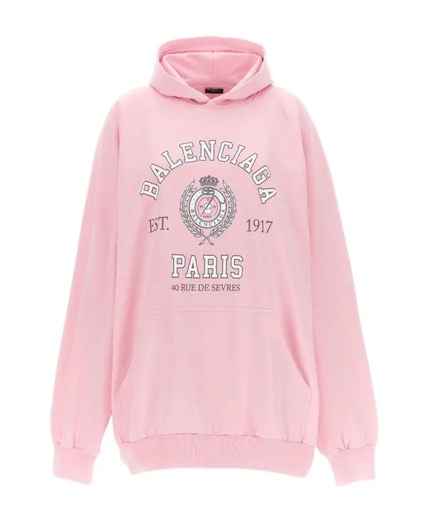 Balenciaga College 1917 Printed Oversized Hoodie - Pink
