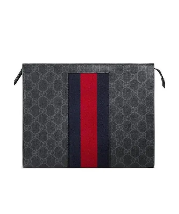 Gucci Gg Supreme Web Cosmetic Case - Black
