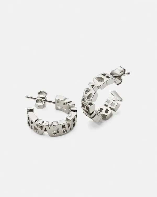 Versace Logo Lettering Hoop Earrings