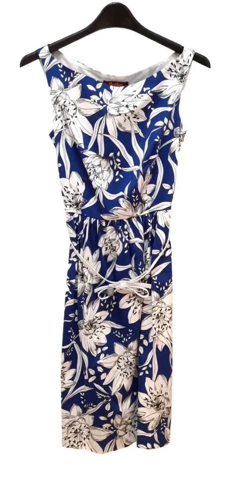 Max Mara Round Neck Sleeveless Graphic Print Midi Dress - Multicolor