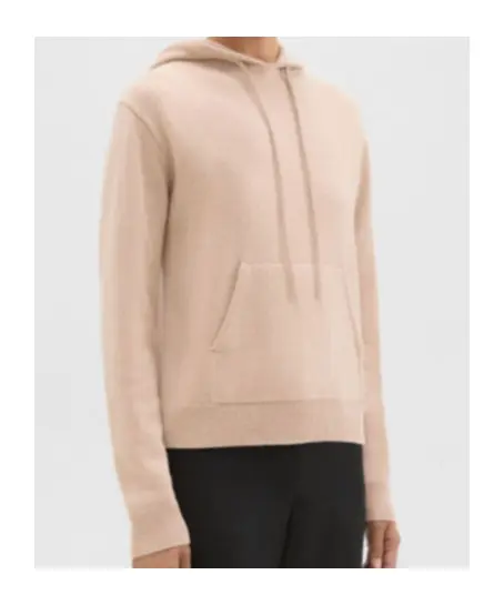 Theory Long Sleeve Ribbed Knit Hoodie With Drawstring