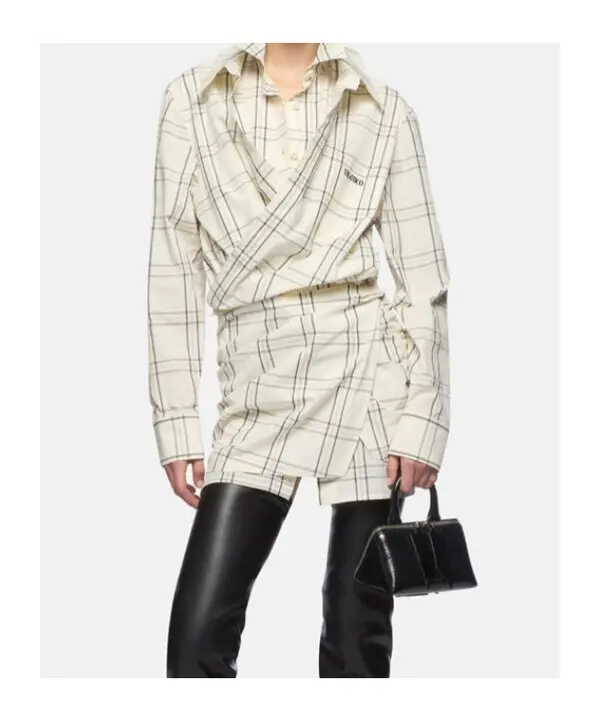 Attico Draped Check Shirt