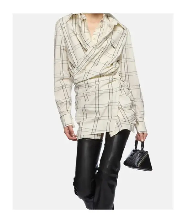 Attico Draped Check Shirt