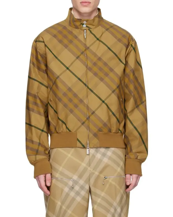 Burberry Checked Zip Bomber Jacket - Brown