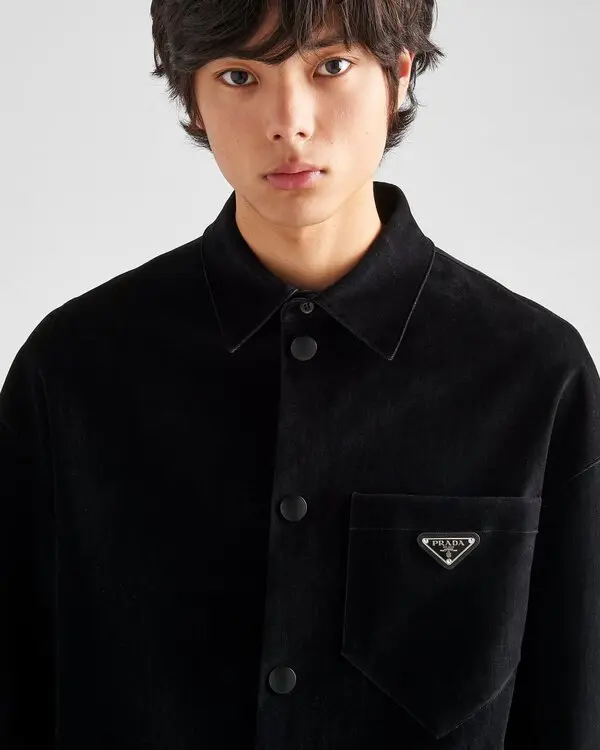 Prada Logo Plaque Button-up Shirt