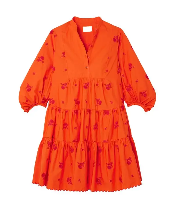 Erdem Laminated Floral Embroidered Midi Dress