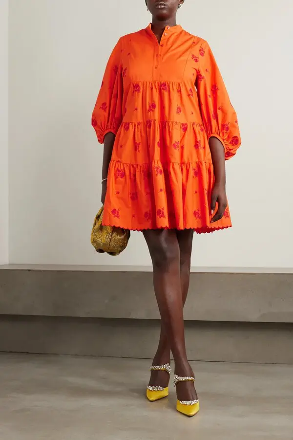 Erdem Laminated Floral Embroidered Midi Dress