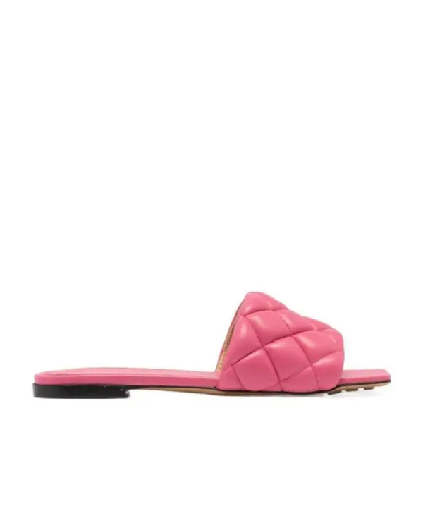 Bottega Veneta Quilted Matelassé Flat Sandals - Pink