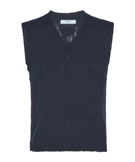 Prada V-neck Knitted Vest - Blue