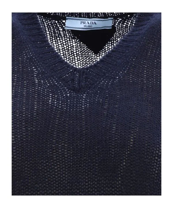 Prada V-neck Knitted Vest - Blue