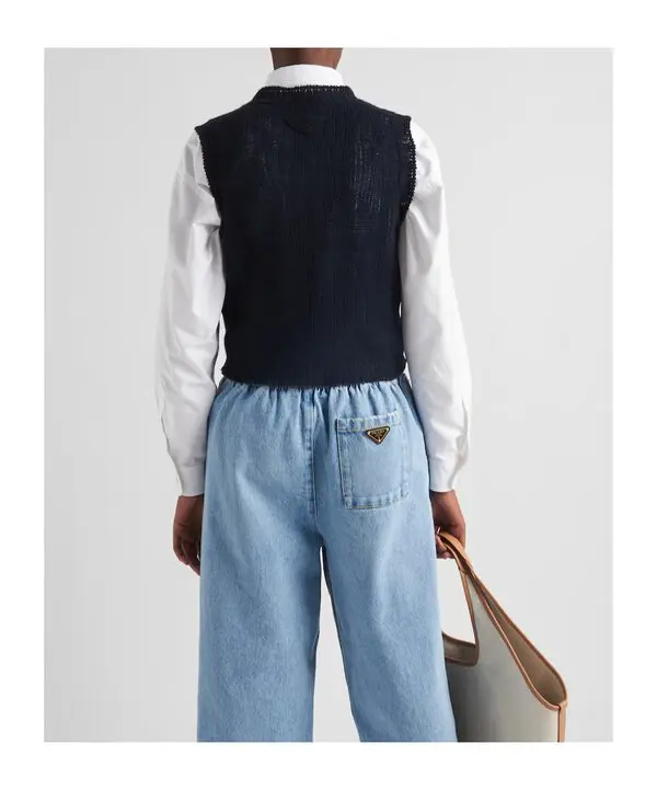 Prada V-neck Knitted Vest - Blue