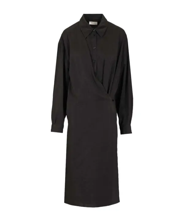 LEMAIRE Twisted Midi Shirt Dress - Black