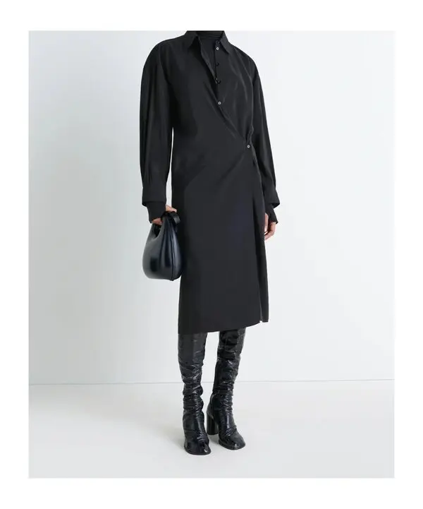 LEMAIRE Twisted Midi Shirt Dress - Black
