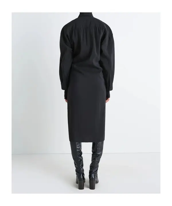 LEMAIRE Twisted Midi Shirt Dress - Black