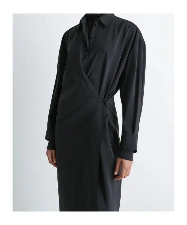 LEMAIRE Twisted Midi Shirt Dress - Black