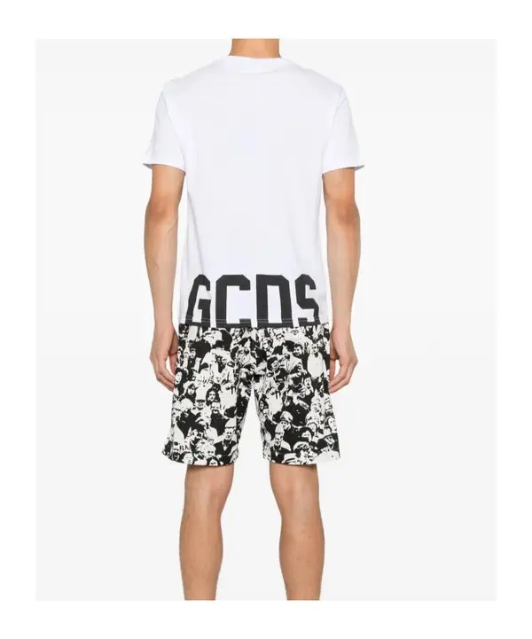 Gcds Low Bond Logo-print T-shirt - Whiteblack