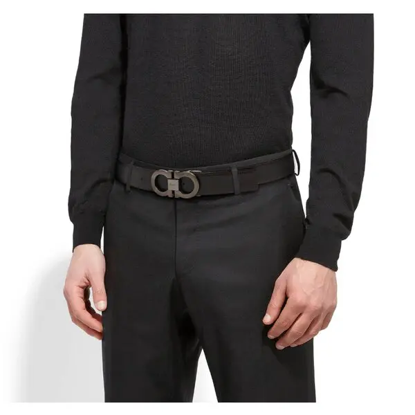 FERRAGAMO Gancini Reversible Belt - Black