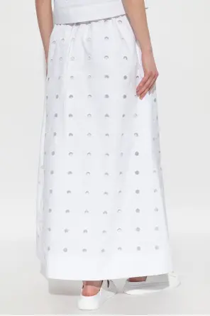 Posse Open-cut Dots Midi A-line Skirt - White