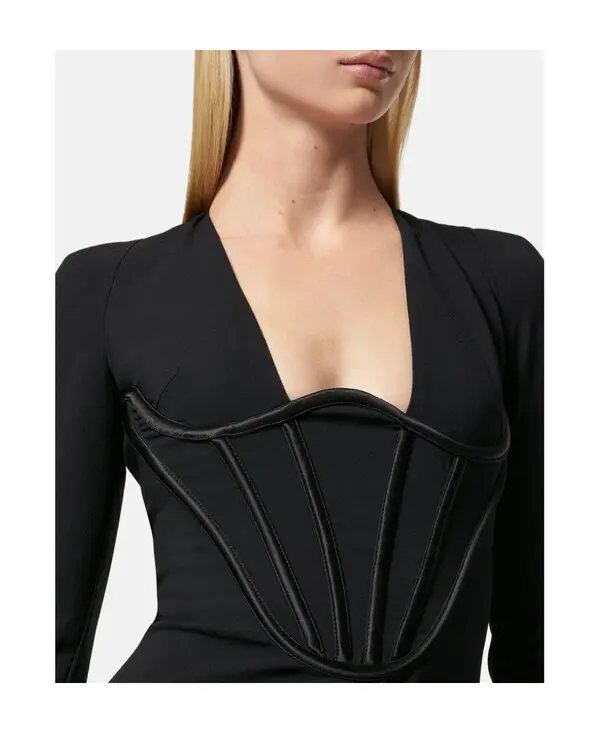 Versace V-neck Corset Cocktail Dress