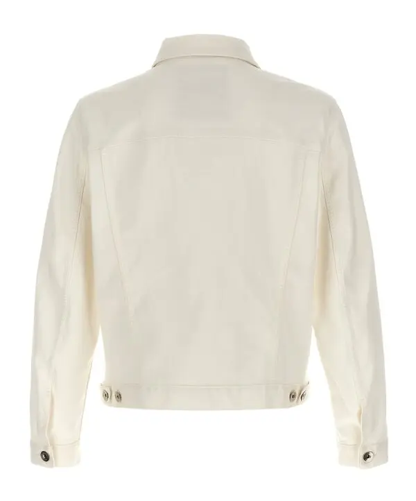 Brunello Cucinelli Buttoned Slim-fit Denim Jacket - White