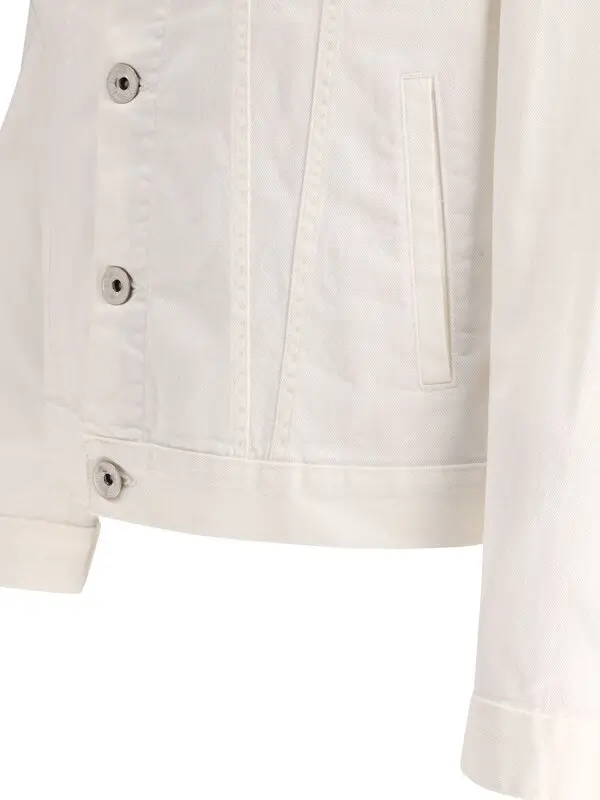 Brunello Cucinelli Buttoned Slim-fit Denim Jacket - White