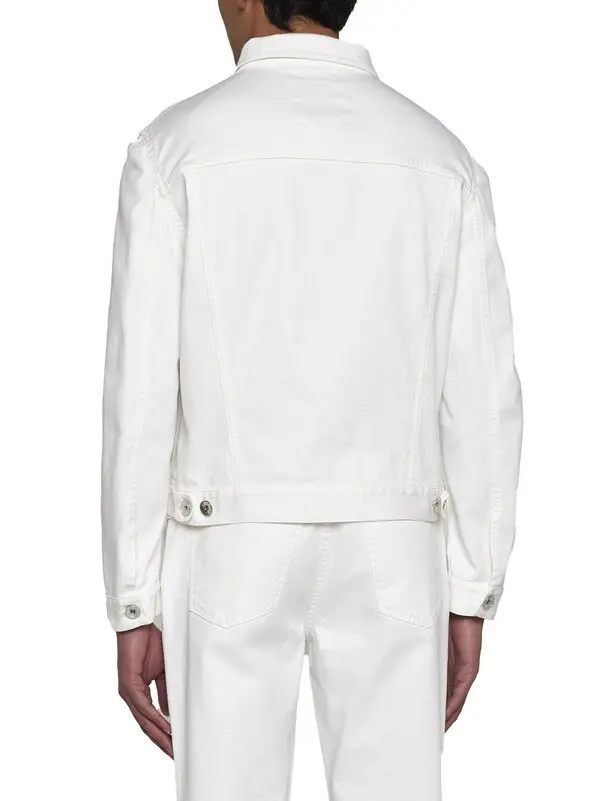Brunello Cucinelli Buttoned Slim-fit Denim Jacket - White