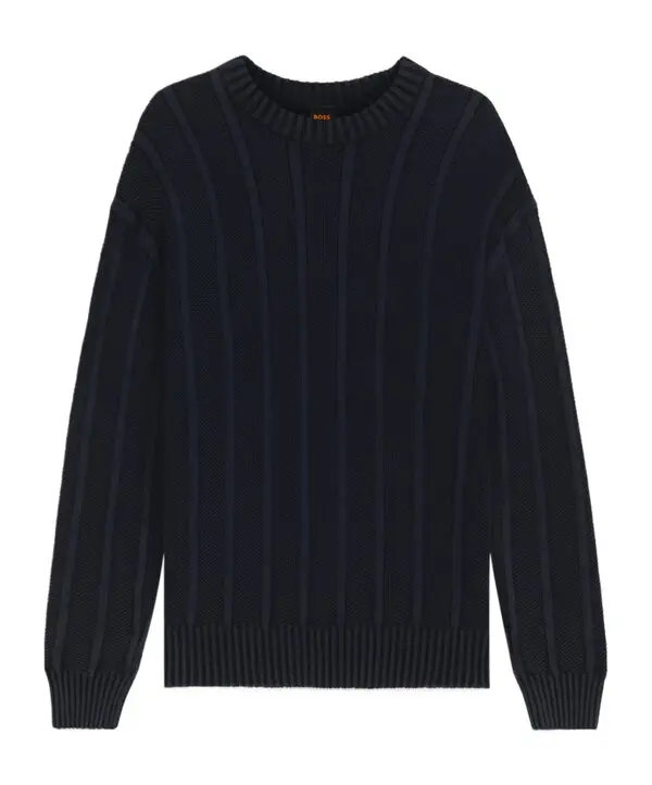 Hugo Boss Ribbed Crew Neck Sweater - Black