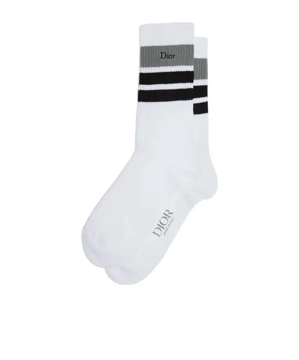 Dior Three-tone Striped Crew Socks - White