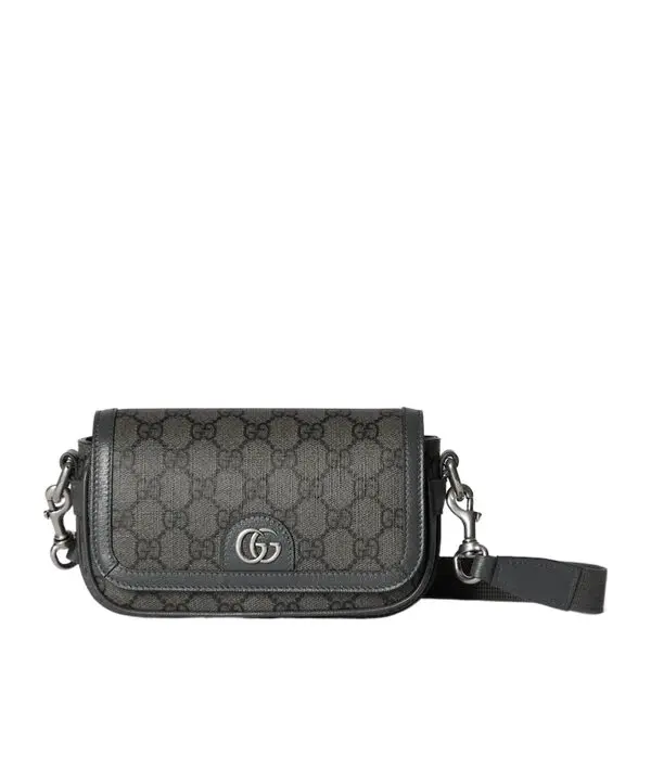 Gucci Monogrammed Crossbody Bag - Gray/black