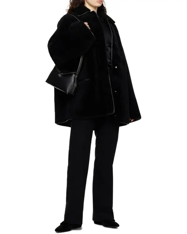 TOTEME Logo Plaque Foldover Top Handle Bag - Black
