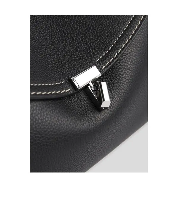 TOTEME Logo Plaque Foldover Top Handle Bag - Black
