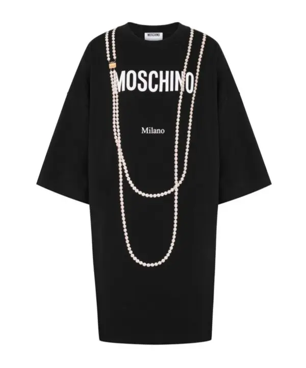 Moschino Print Mini Dress With Pearl Embellishment