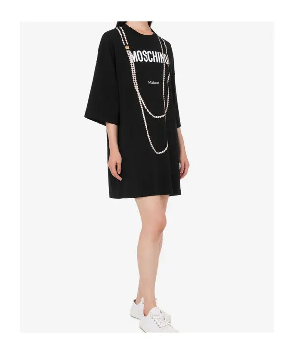 Moschino Print Mini Dress With Pearl Embellishment