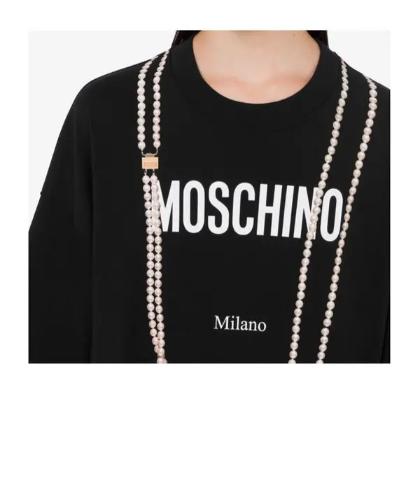 Moschino Print Mini Dress With Pearl Embellishment