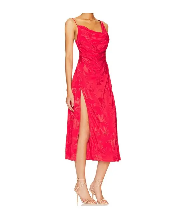 For Love & Lemons Asymmetrical Floral Jacquard Dress