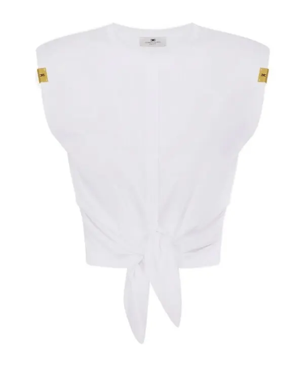 Elisabetta Franchi Knot Jersey T-shirt - Chalk