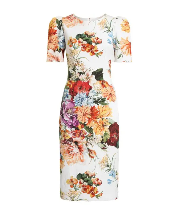 Dolce & Gabbana Floral Print Midi Dress - White