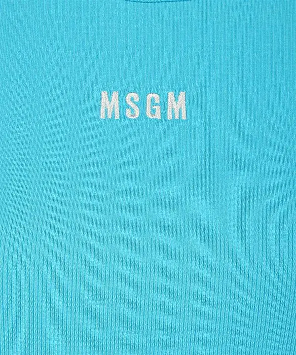 MSGM Logo Embroidered Sleeveless Ribbed Tank Top