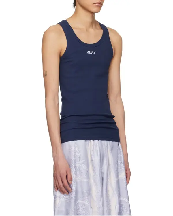 Versace Embroidered Logo Sleeveless Top