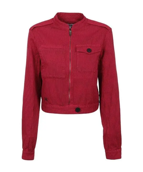 Kenzo Cropped Pinstripe Denim Jacket