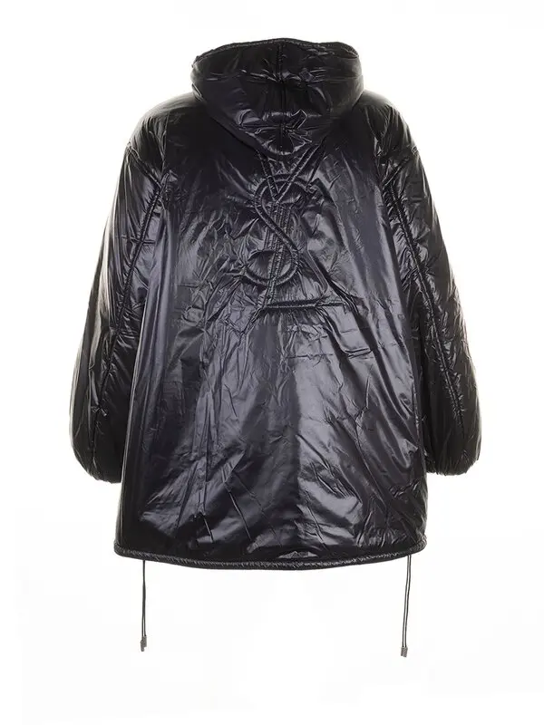 Saint Laurent Logo Embossed Drawstring Jacket - Black