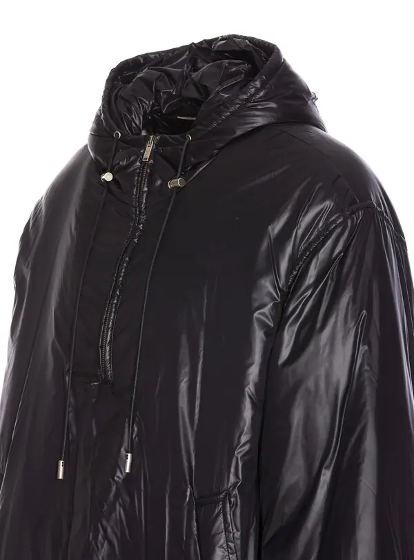 Saint Laurent Logo Embossed Drawstring Jacket - Black