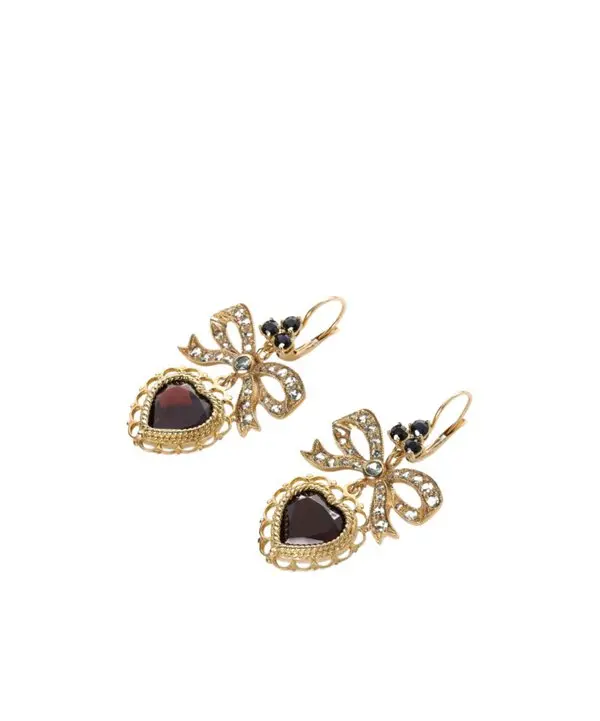 Dolce & Gabbana 18kt Yellow Garnet And Sapphire Heart Drop Earrings